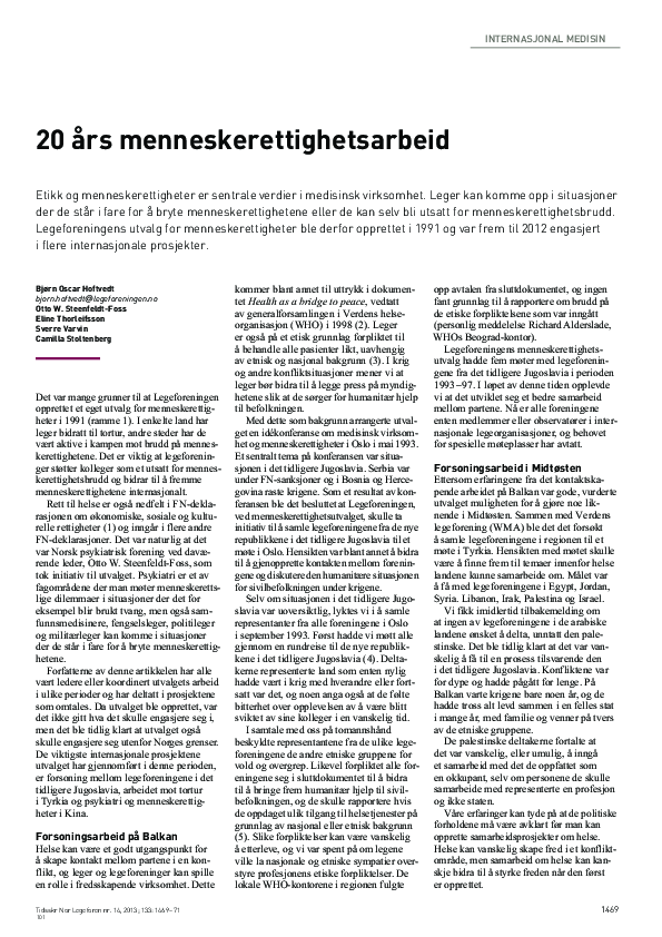 (PDF) 20 Års Menneskerettighetsarbeid