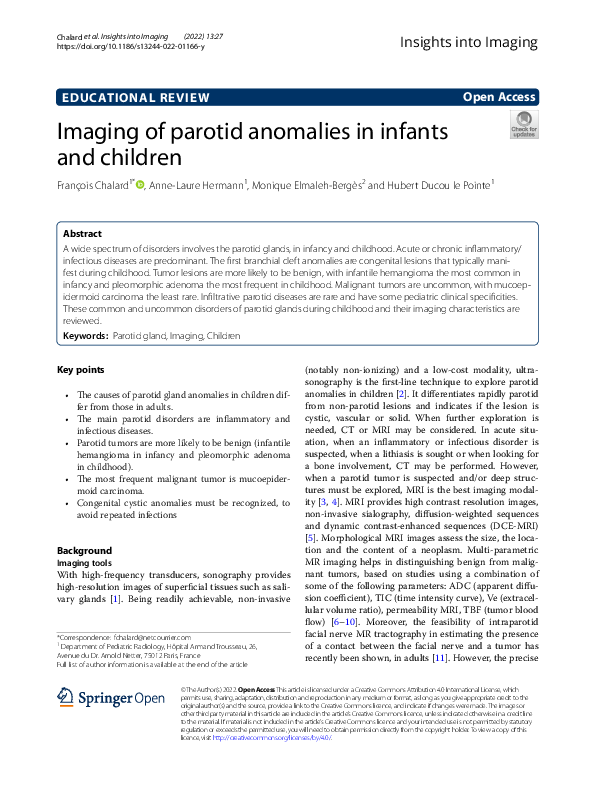 (PDF) Imaging of parotid anomalies in infants and children
