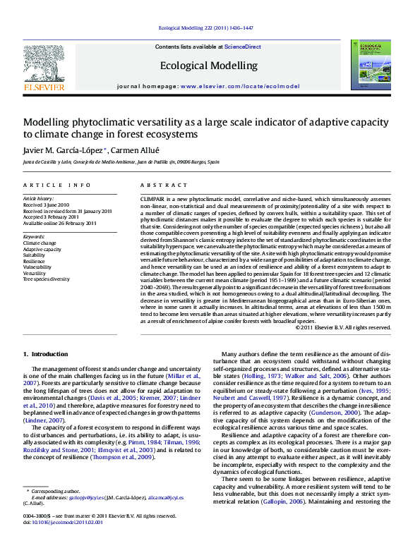 (PDF) Modelling phytoclimatic versatility as a large scale indicator of ...