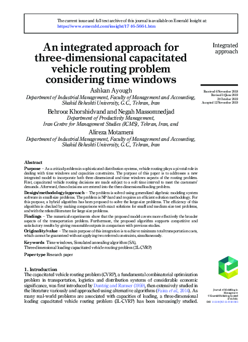 (PDF) An integrated approach for three-dimensional capacitated vehicle ...