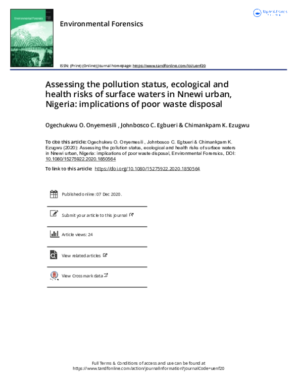 (PDF) Assessing the pollution status, ecological and health risks of ...