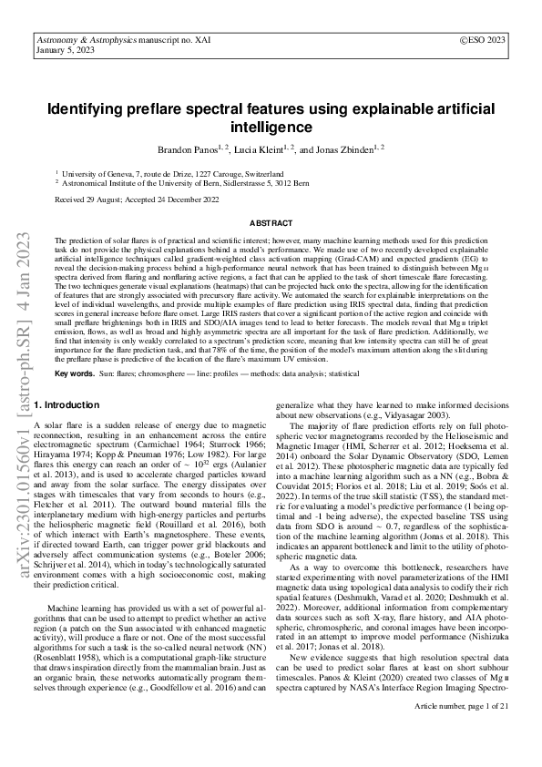 (PDF) Identifying preflare spectral features using explainable artificial intelligence