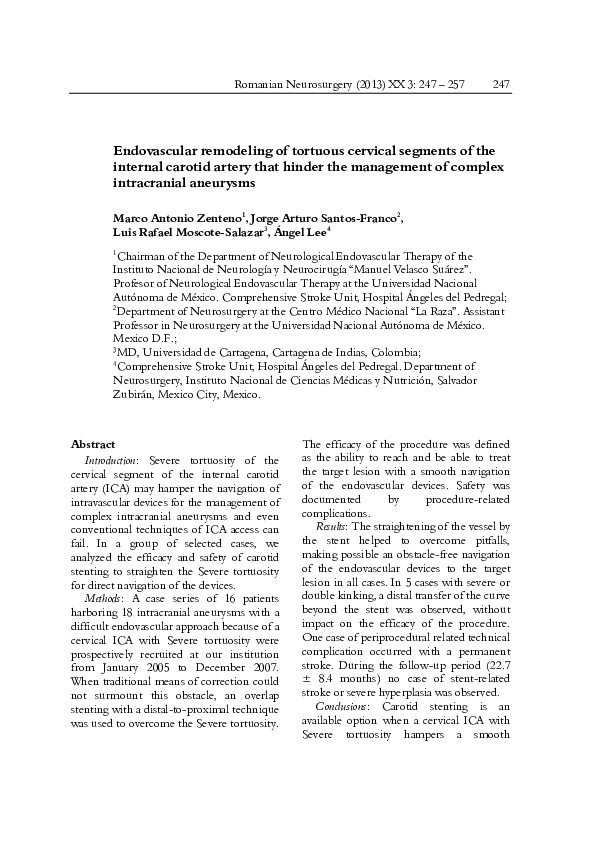 (PDF) Endovascular remodeling of tortuous cervical segments of the ...