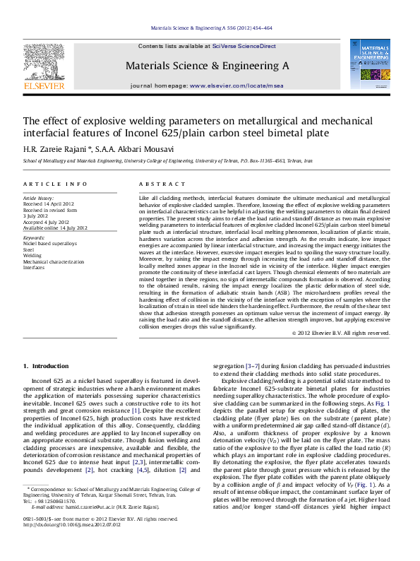 (PDF) The effect of explosive welding parameters on metallurgical and ...