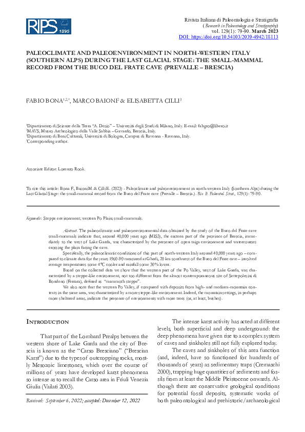 (PDF) Paleoclimate and Paleoenvironment in North-Western Italy ...