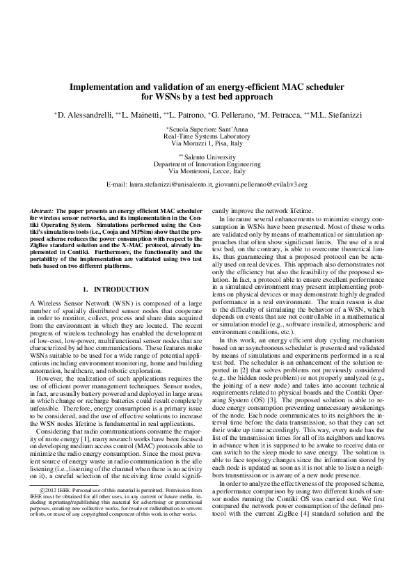 Pdf Implementation And Validation Of An Energy Efficient Mac