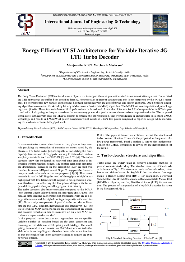 (PDF) Energy Efficient VLSI Architecture for Variable Iterative 4G LTE ...