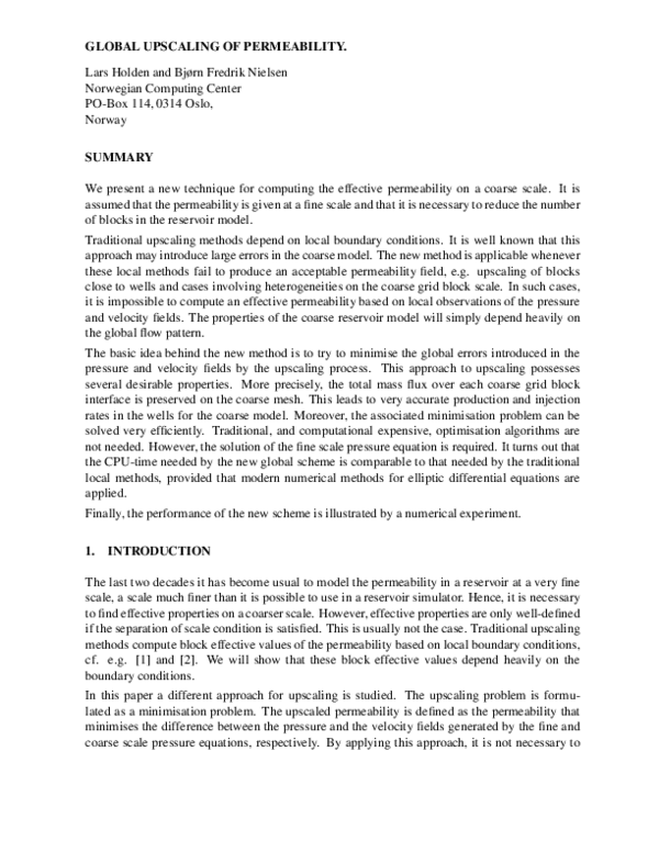 (PDF) Global Upscaling Of Permeability