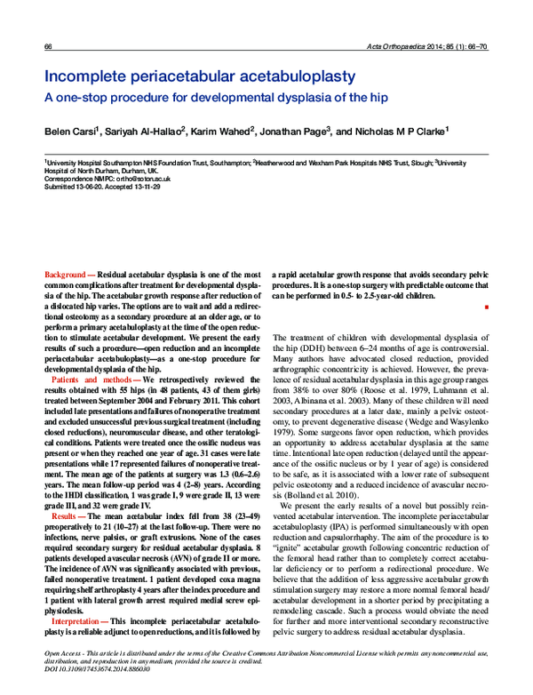 (PDF) Incomplete periacetabular acetabuloplasty