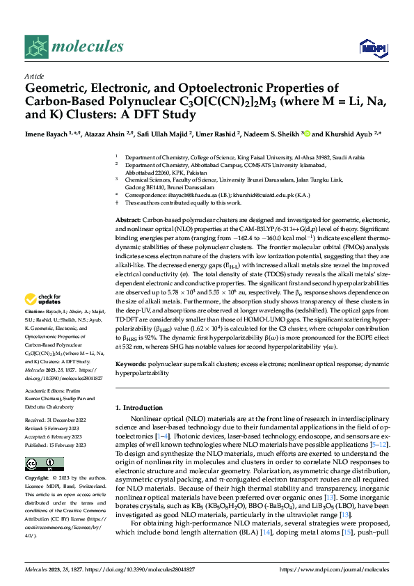 (PDF) Geometric, Electronic, and Optoelectronic Properties of Carbon ...