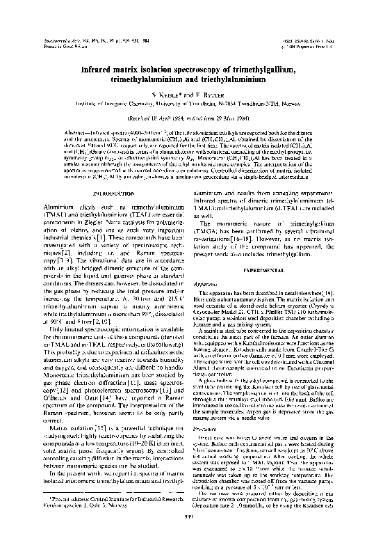 (PDF) Infrared matrix isolation spectroscopy of trimethylgallium ...