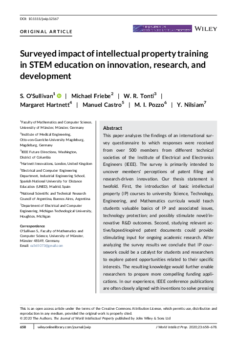 (PDF) Surveyed impact of intellectual property training in STEM ...