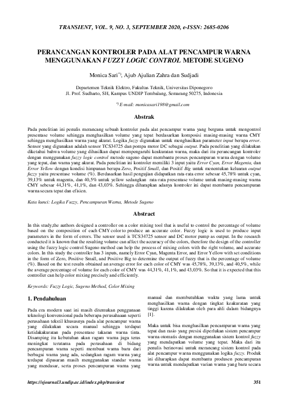 (PDF) Perancangan Kontroler Pada Alat Pencampur Warna Menggunakan Fuzzy ...