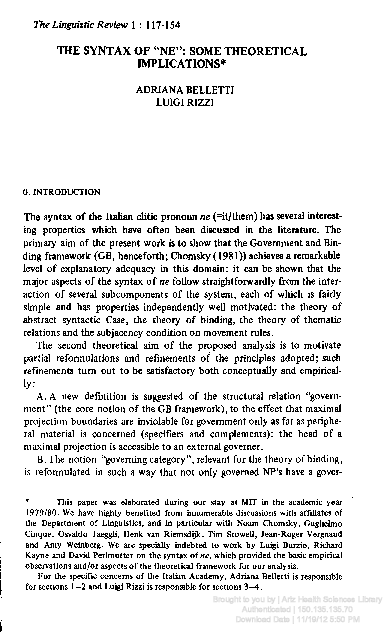 (PDF) The Syntax of “Ne”: Some Theoretical Implications