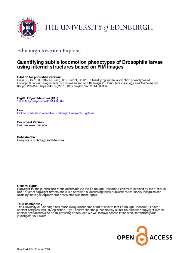 (PDF) Quantifying subtle locomotion phenotypes of Drosophila larvae ...