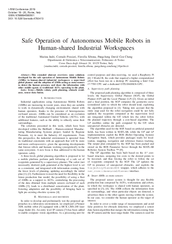 (PDF) Safe Operation of Autonomous Mobile Robots in Human-shared ...