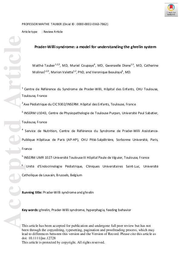 (PDF) Prader‐Willi syndrome: A model for understanding the ghrelin system