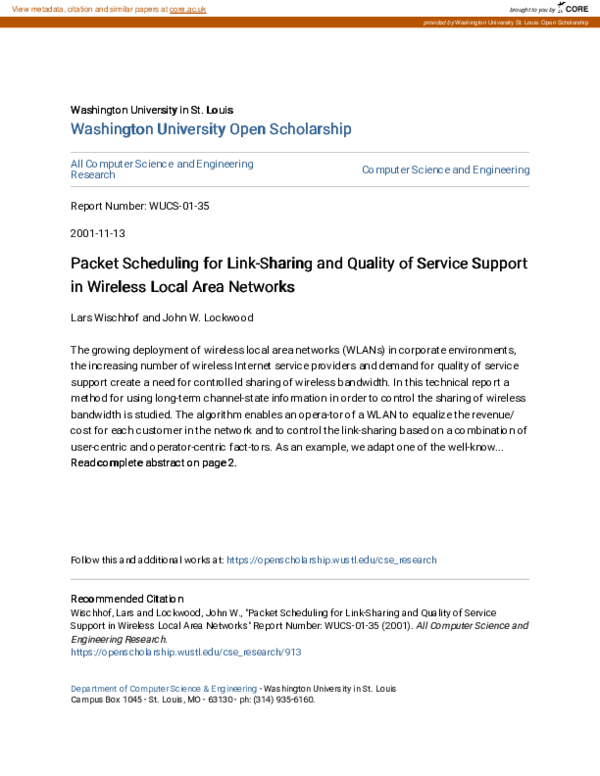 (PDF) Packet Scheduling for Link-Sharing and Quality of Service Support in Wireless Local Area ...