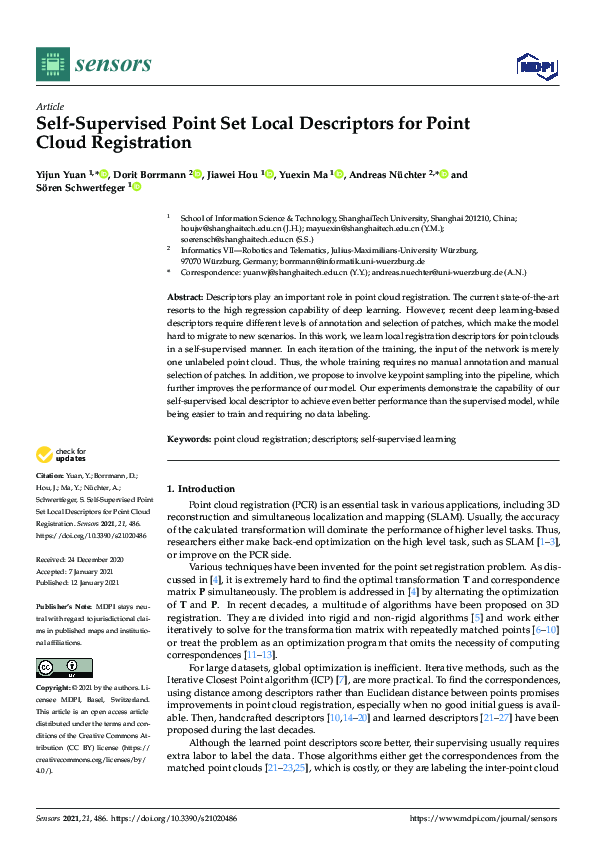 (PDF) Self-Supervised Point Set Local Descriptors for Point Cloud Registration