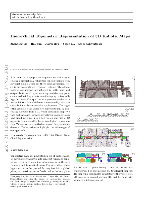 (PDF) Hierarchical topometric representation of 3D robotic maps | Jiawei Hou - Academia.edu