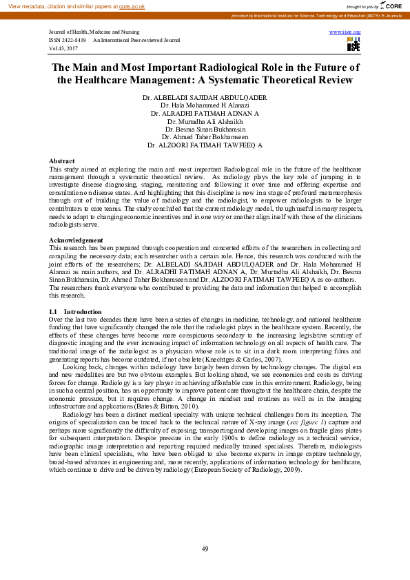 (PDF) The Main and Most Important Radiological Role in the Future of ...