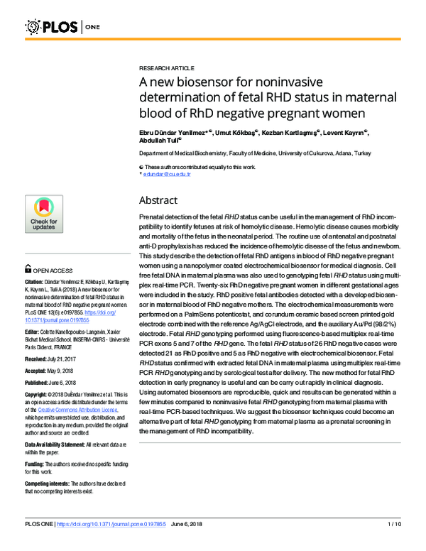 (PDF) Noninvasive Fetal RhD Status Detection in RhD Negative Pregnancies