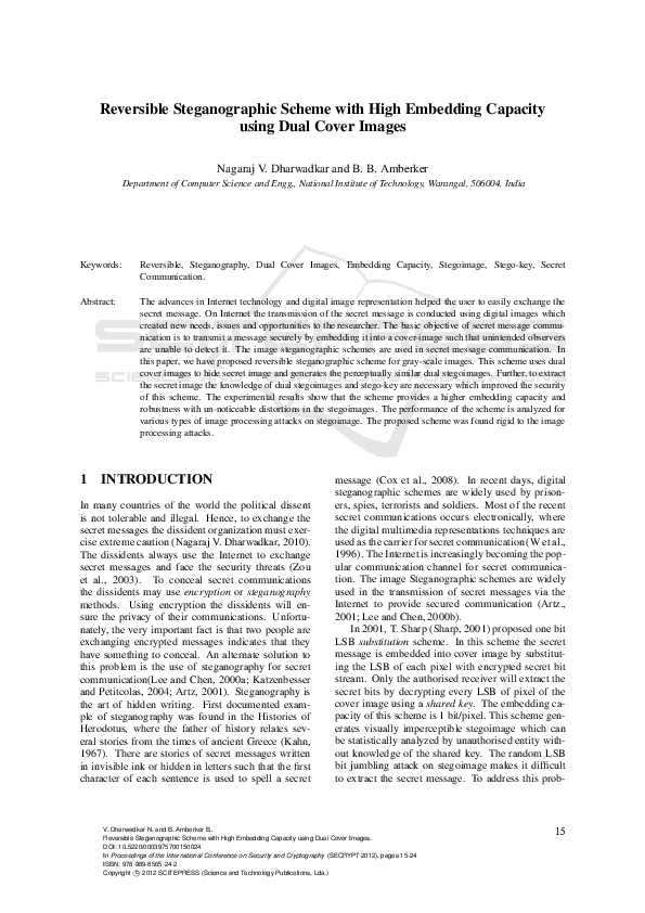 Pdf Reversible Steganographic Scheme With High Embedding Capacity
