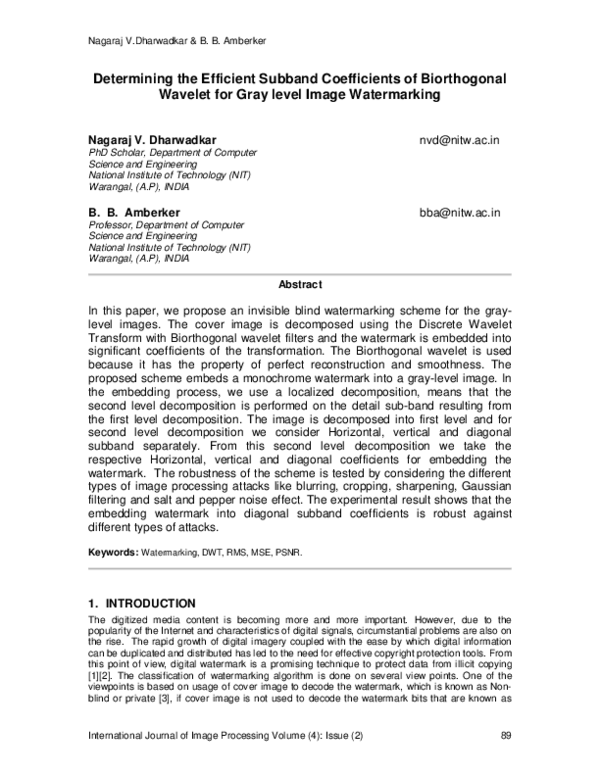 (PDF) Determining the Efficient Subband Coefficients of Biorthogonal ...