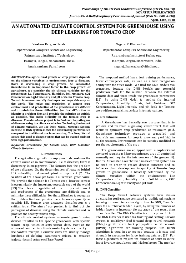 (PDF) An Automated Climate Control System For Greenhouse Using Deep ...
