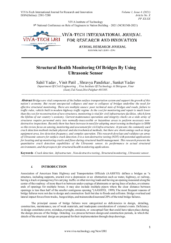 (PDF) Structural Health Monitoring of Bridges by Using Ultrasonic Sensor