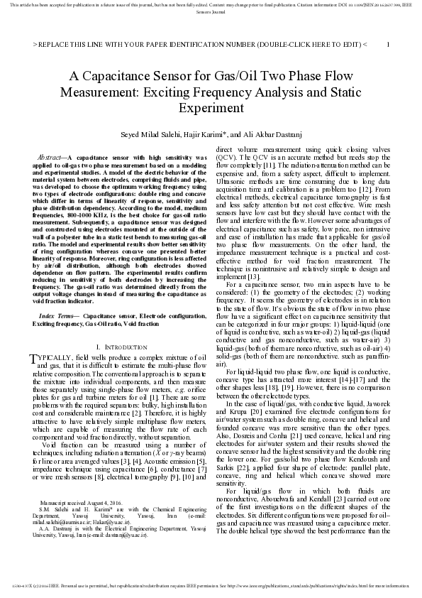 (PDF) A Capacitance Sensor for Gas/Oil Two-Phase Flow Measurement: Exciting Frequency Analysis ...