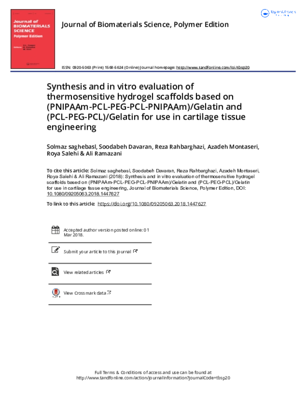 (PDF) Synthesis and in vitro evaluation of thermosensitive hydrogel ...