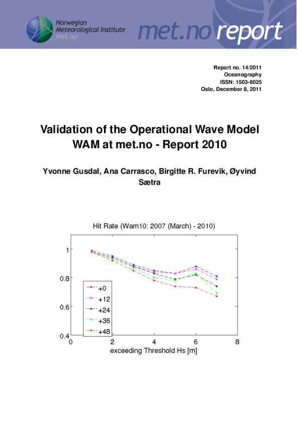 (PDF) Validation of the Operational Wave Model WAM at met.no-Report 2010