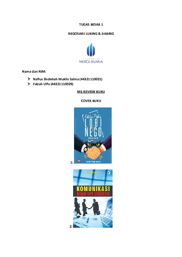 (DOC) Mereview Buku Negosiasi Luring dan Daring