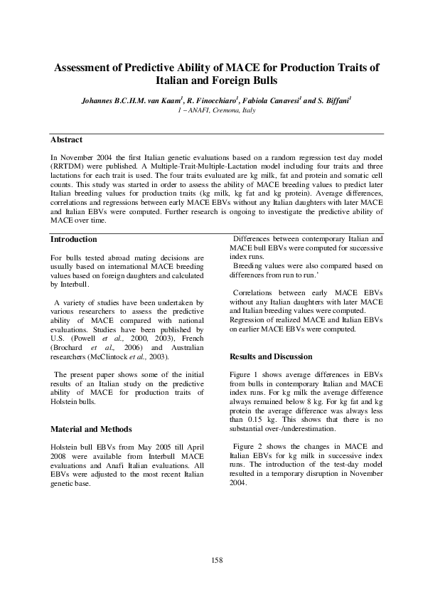 (PDF) Assessment of predictive ability of MACE for production traits of ...