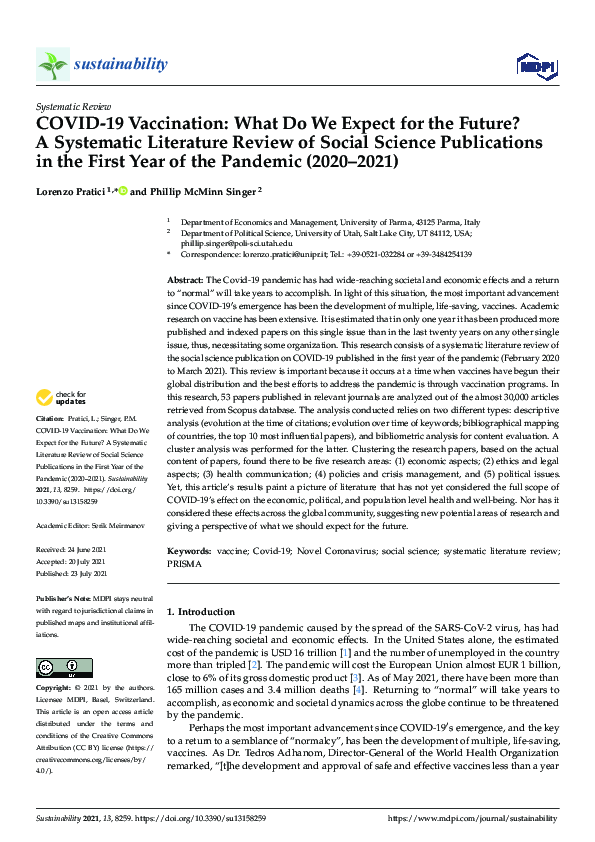 (PDF) COVID-19 Vaccination: What Do We Expect for the Future? A ...