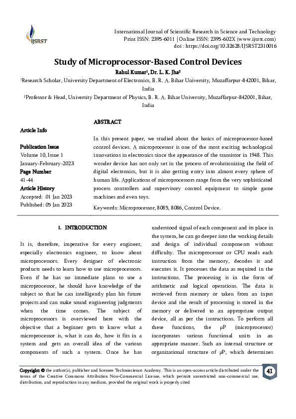 (PDF) Study of Microprocessor-Based Control Devices