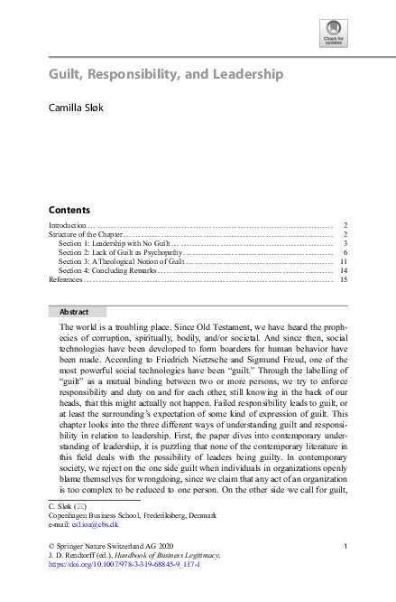 (PDF) Guilt, Responsibility, and Leadership