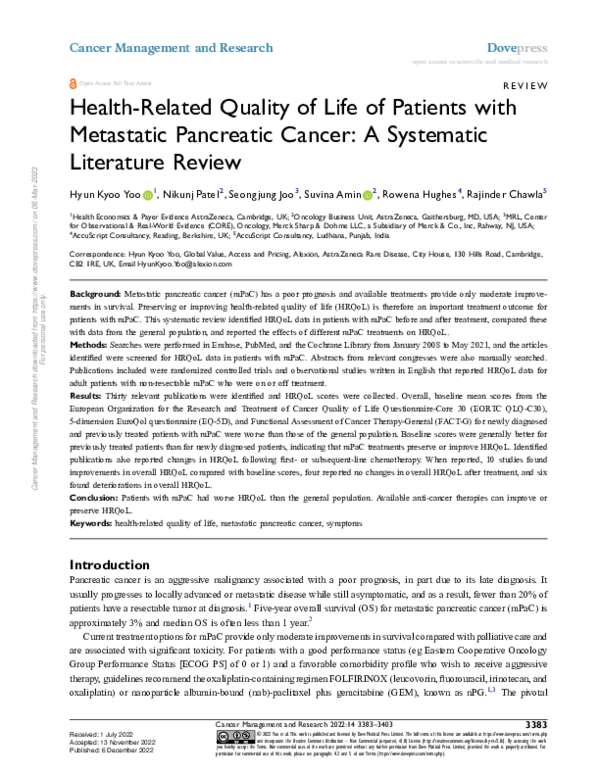 (PDF) Health-Related Quality of Life of Patients with Metastatic ...