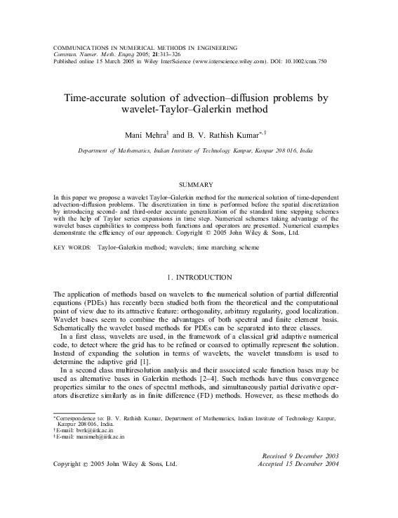 Pdf Time Accurate Solution Of Advection Diffusion Problems By Finite Elements