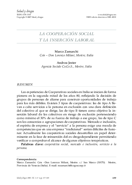 (PDF) Social cooperation and the labor insertion / La cooperación ...