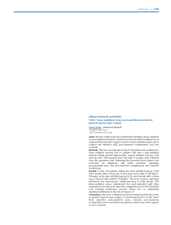 (PDF) TH8.2 Trans-umbilical versus peri-umbilical incision for general ...