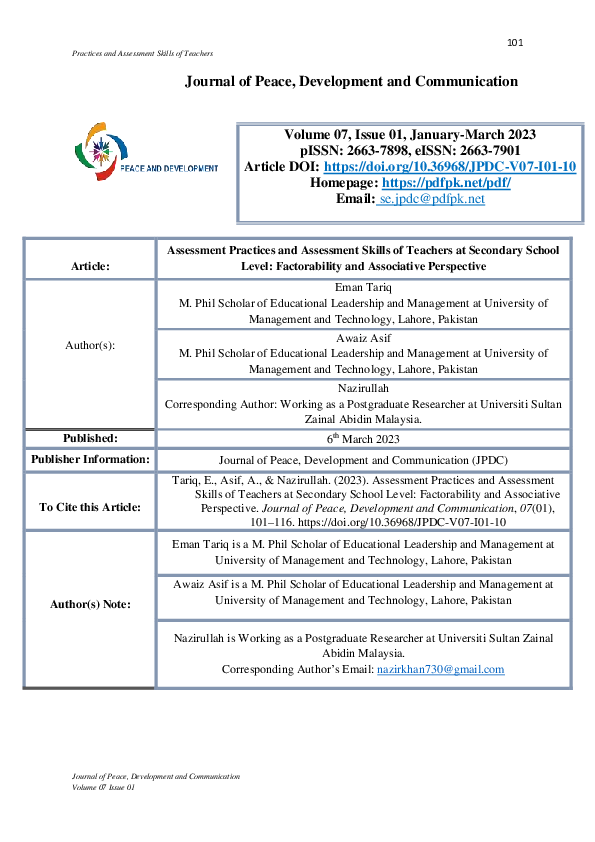 (PDF) Assessment Practices and Assessment Skills of Teachers at Secondary School Level ...