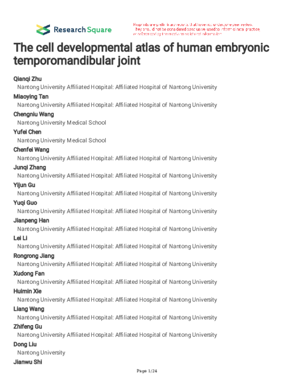 (PDF) The cell developmental atlas of human embryonic temporomandibular ...