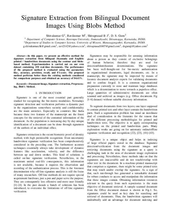 Pdf Signature Extraction From Bilingual Document Images Using Blobs