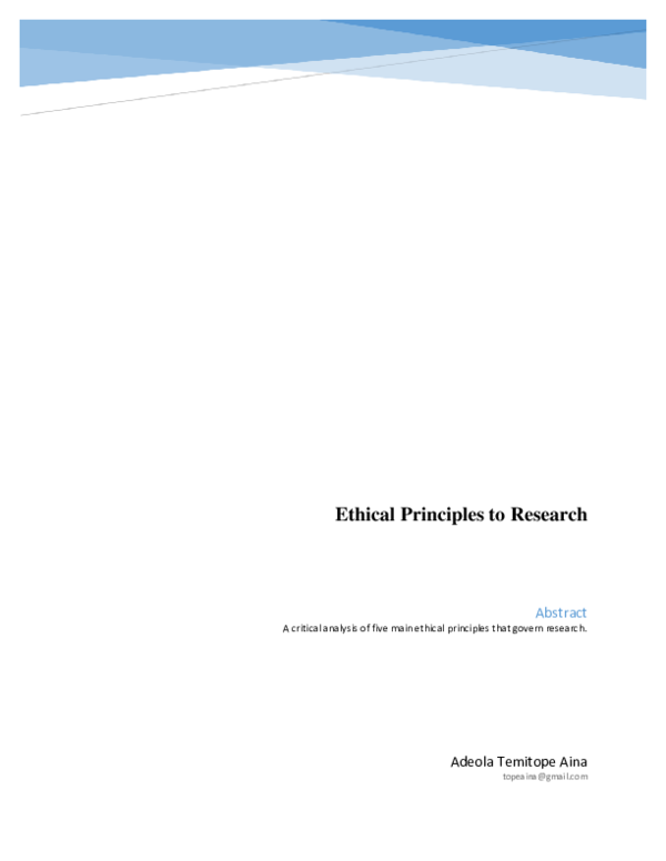 (PDF) Critical Analysis of Research Principles.