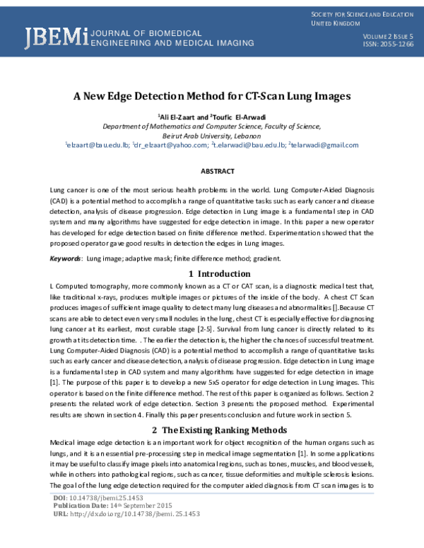 (PDF) A New Edge Detection Method for CT-Scan Lung Images | Toufic El Arwadi - Academia.edu