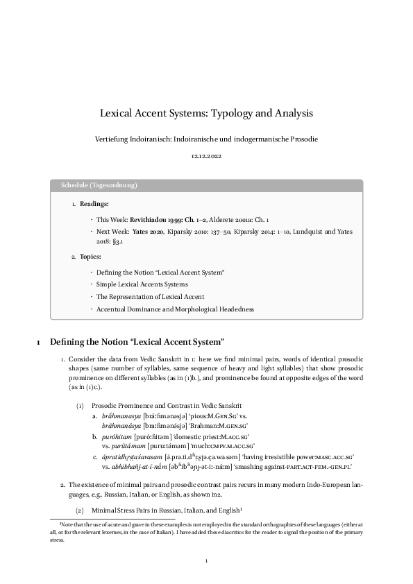 (PDF) Lexical Accent Systems: Typology and Analysis