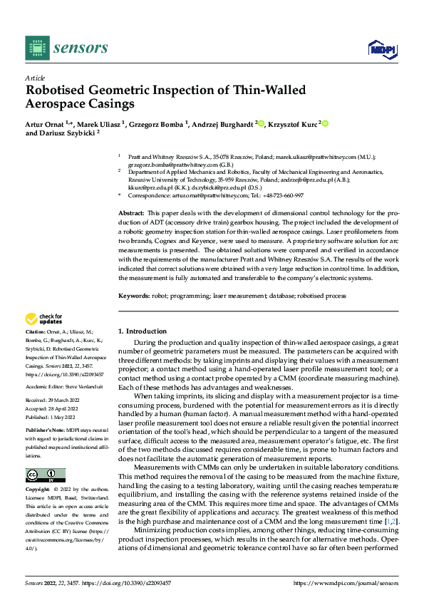(PDF) Robotised Geometric Inspection of Thin-Walled Aerospace Casings