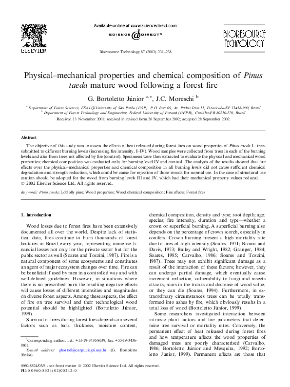 (PDF) Physical–mechanical properties and chemical composition of Pinus ...